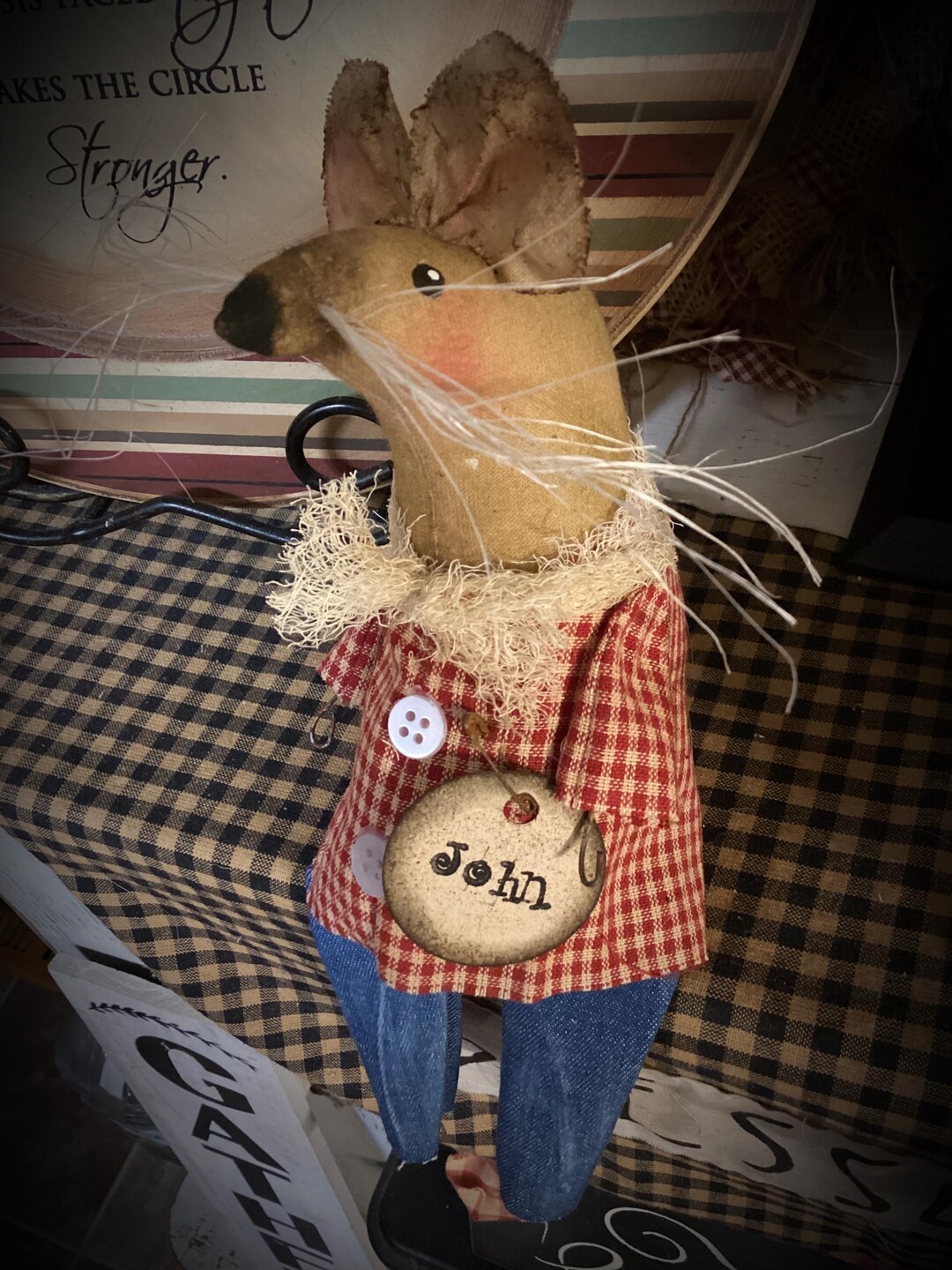 6” Primitive John Mouse Decor - Etsy