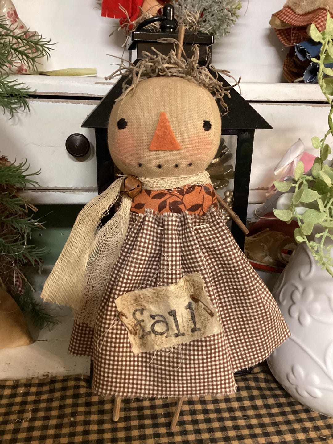 11" Primitive Decor-pumpkin Doll- Fall Decor-autumn-pumpkins-dolls - Etsy