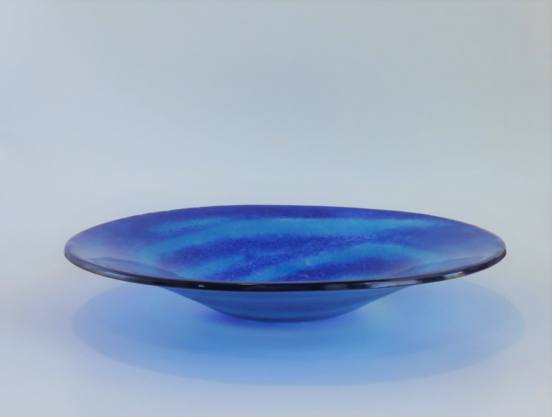 Turquoise And Cobalt Blue Art Glass Bowl Art Glass Etsy