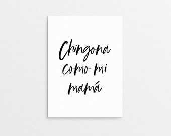 Printable Chingona Como Mi Mamá Spanish Poster Wall Art | Etsy