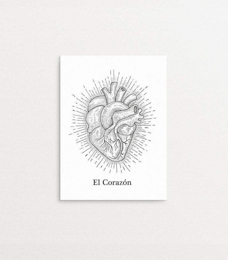 Printable Art El Corazon Loteria Print | Wall Art , Latina, Latino ...