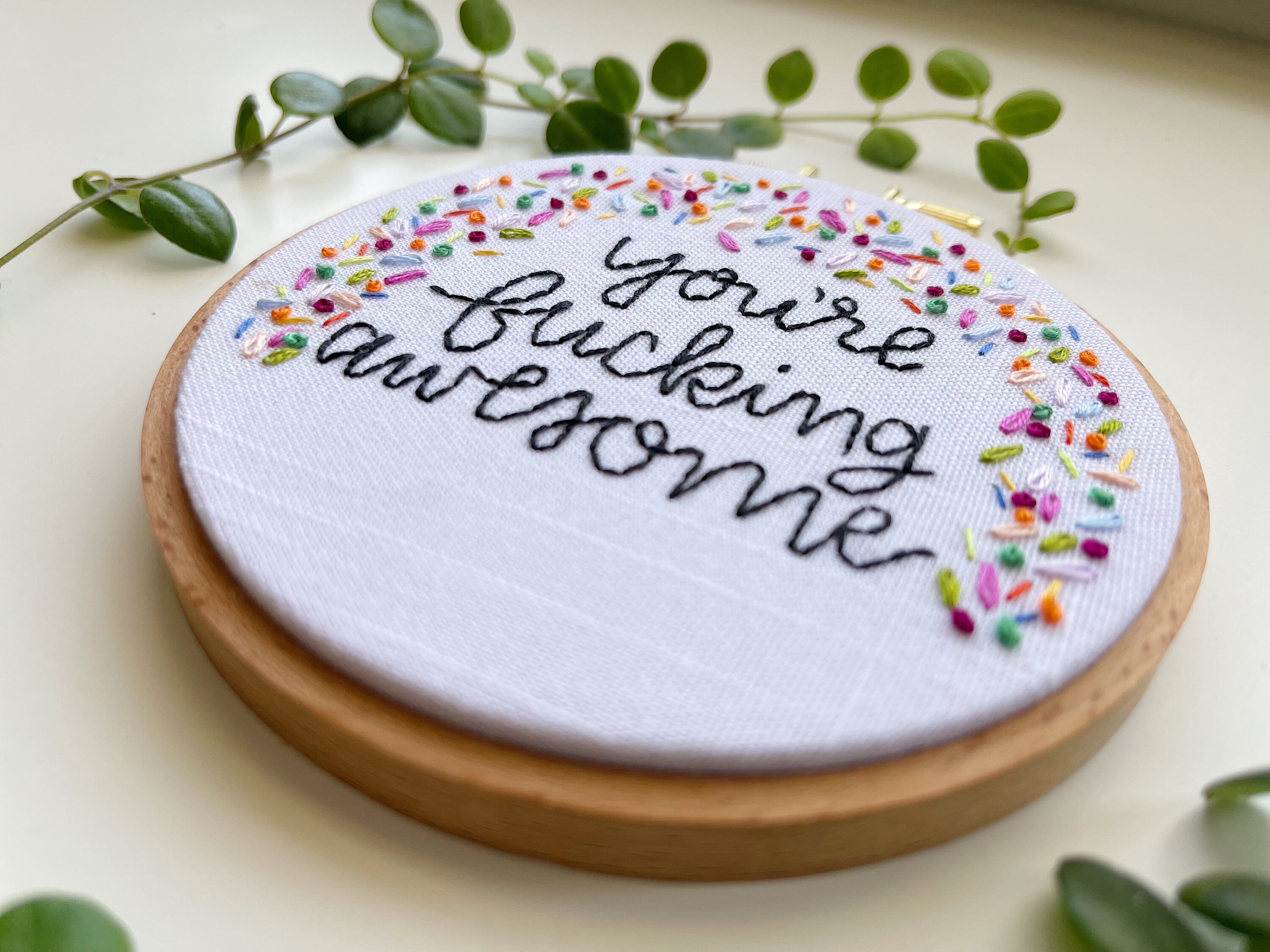 You're Awesome Embroidered Hoop 4 Swear Word Embroidery Profane ...