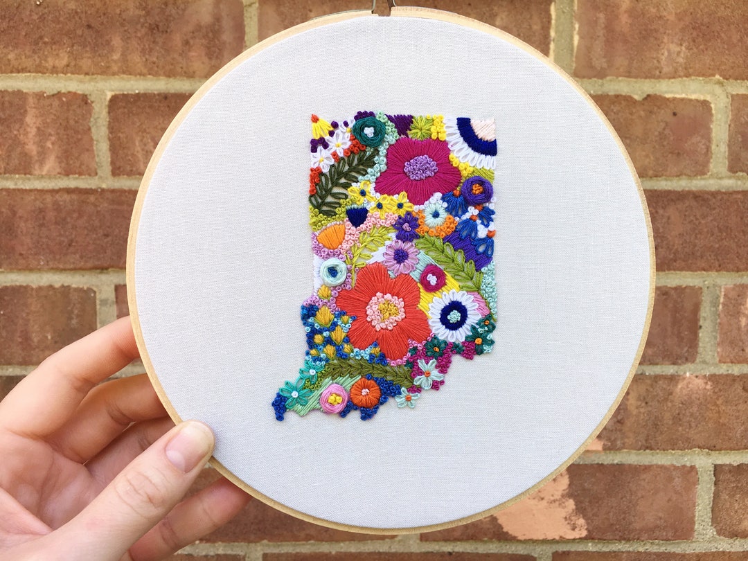 Extra-large Wildflower State Hand Embroidery | Flower State Embroidered ...