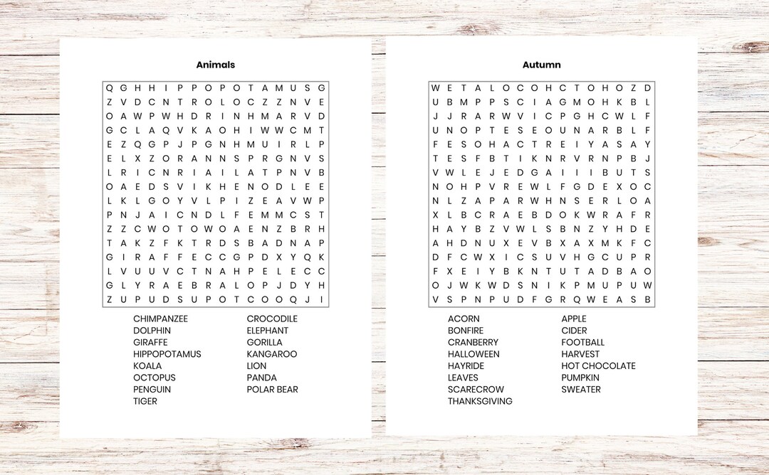 Fun Word Search Word Find for Kids Printable Activity Kids - Etsy