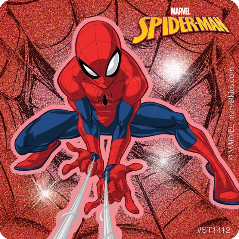 Spider-man Stickers Spider-man Glitter Stickers Envelope - Etsy