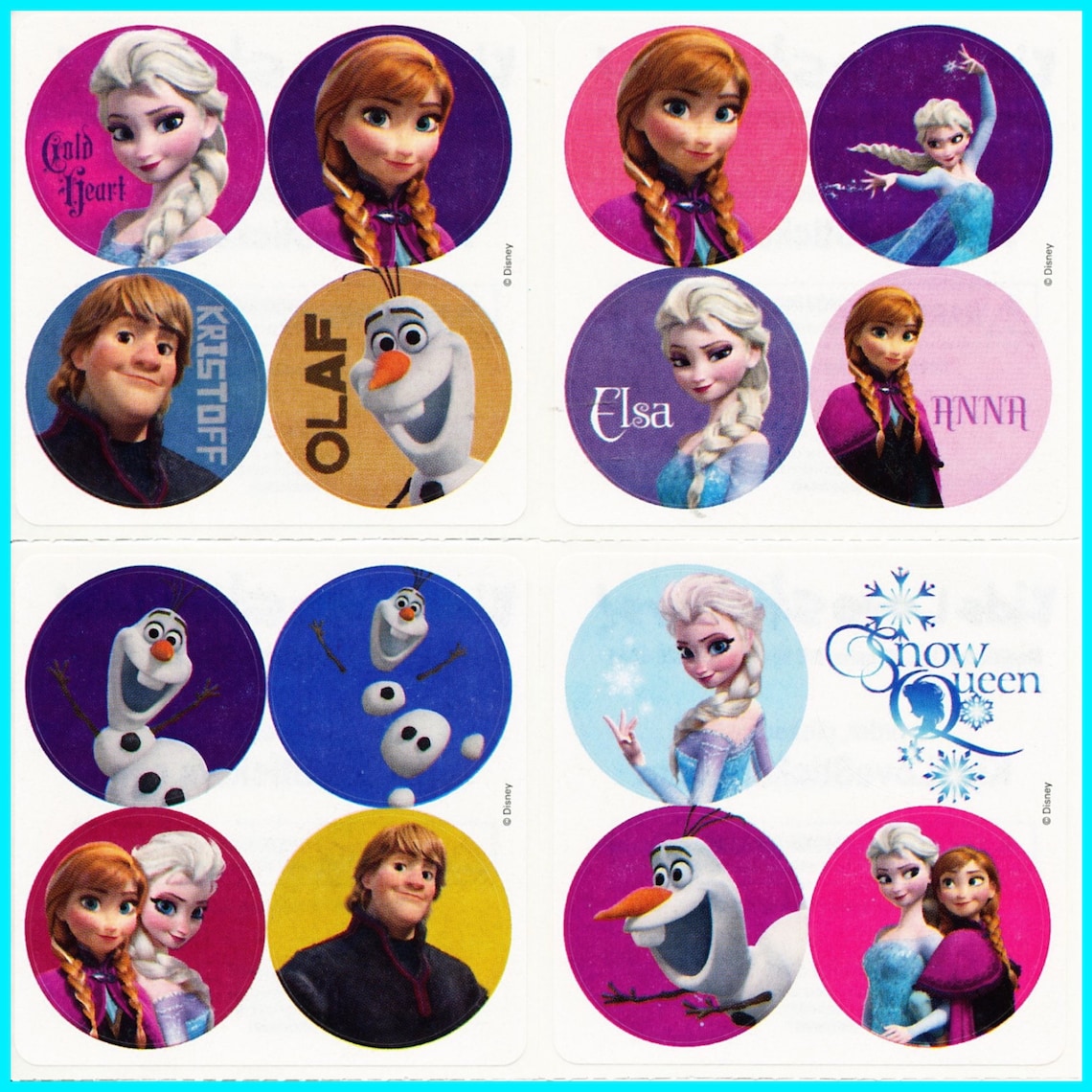Frozen Stickers Dots - Elsa Anna - Envelope Seals, Party Favours ...