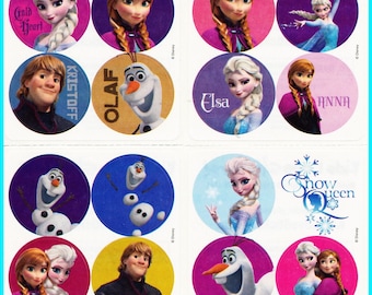 Frozen Stickers Dots - Elsa Anna - Envelope Seals, Party Favours ...