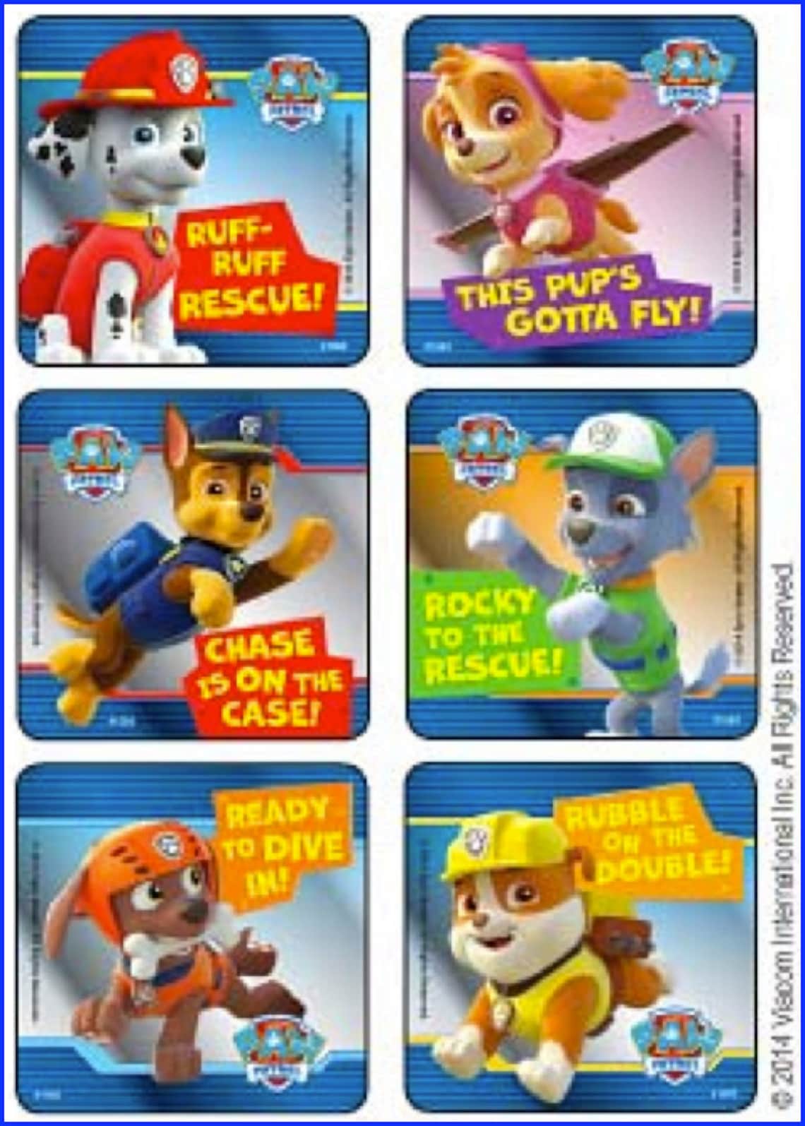 Paw Patrol Stickers Envelope Seals, Favors, Reward Charts for Parents ...