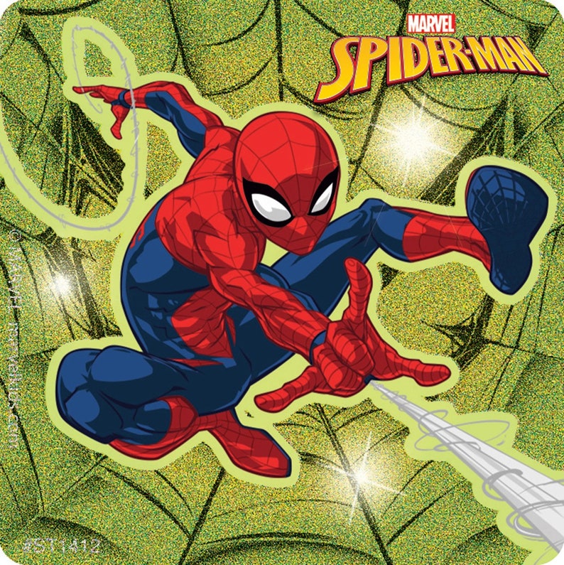 Spider-man Stickers Spider-man Glitter Stickers Envelope - Etsy