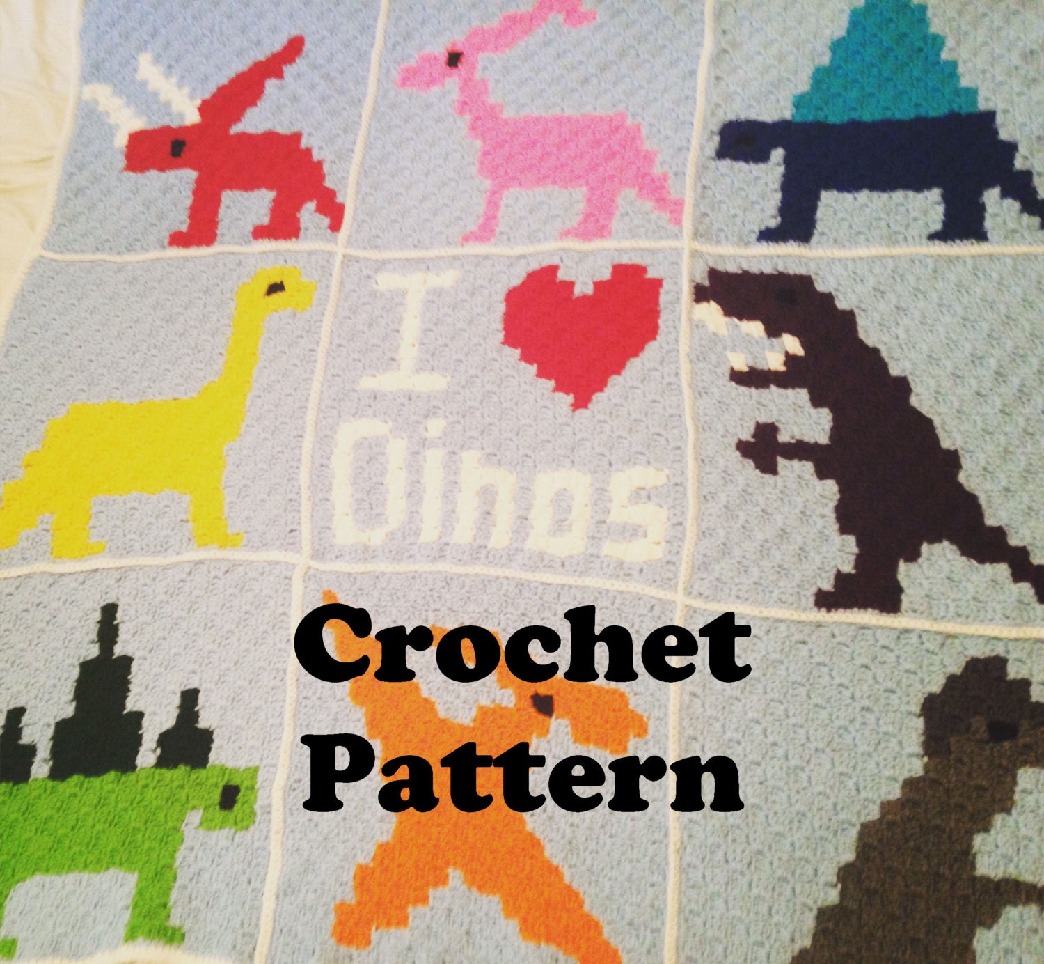 Dinosaur Blanket, Crochet Pattern, DIY Crochet, Dinosaur Pattern, PDF ...