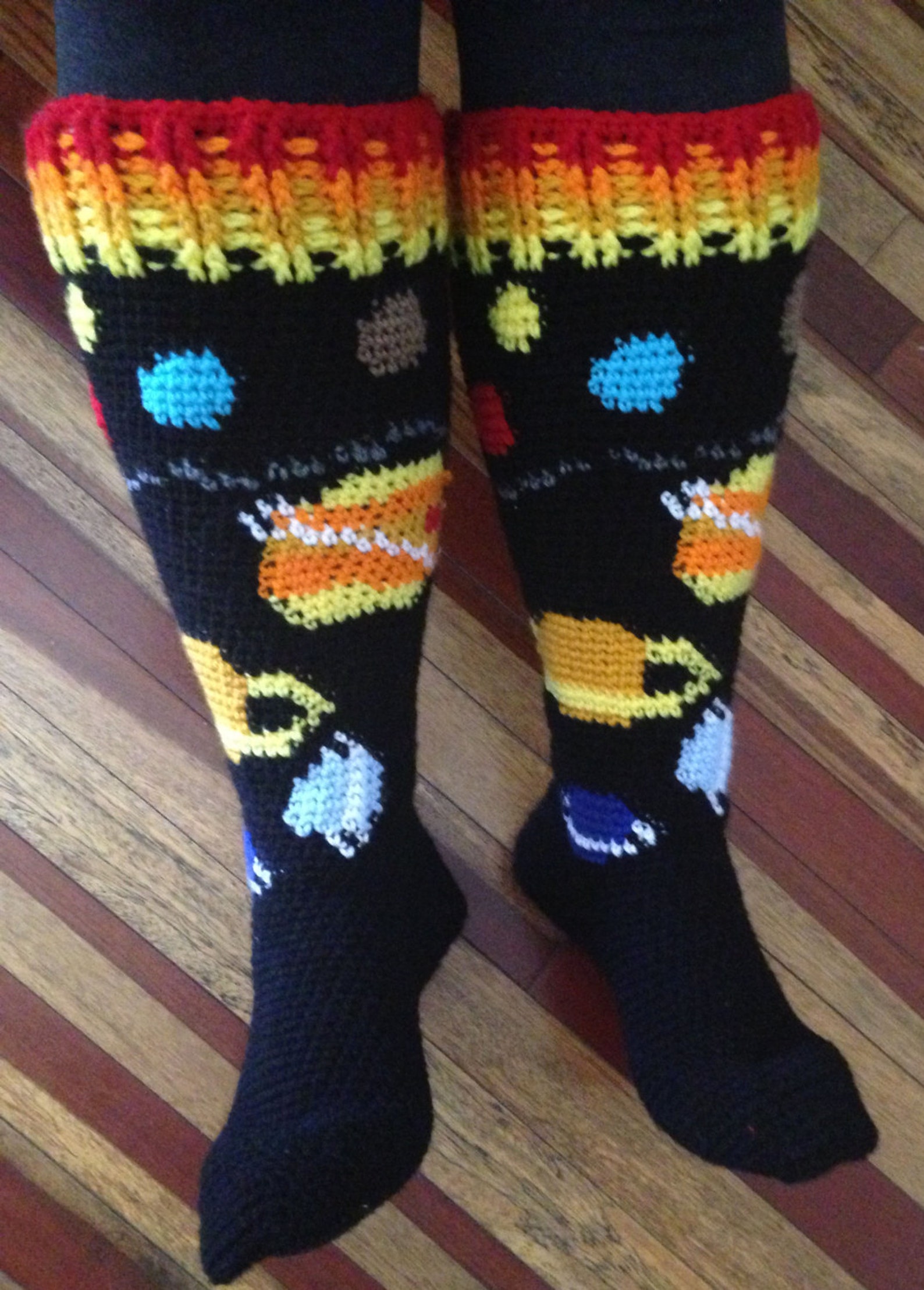 Crochet Pattern Knee High Slipper Socks Pattern Solar System Socks PDF ...