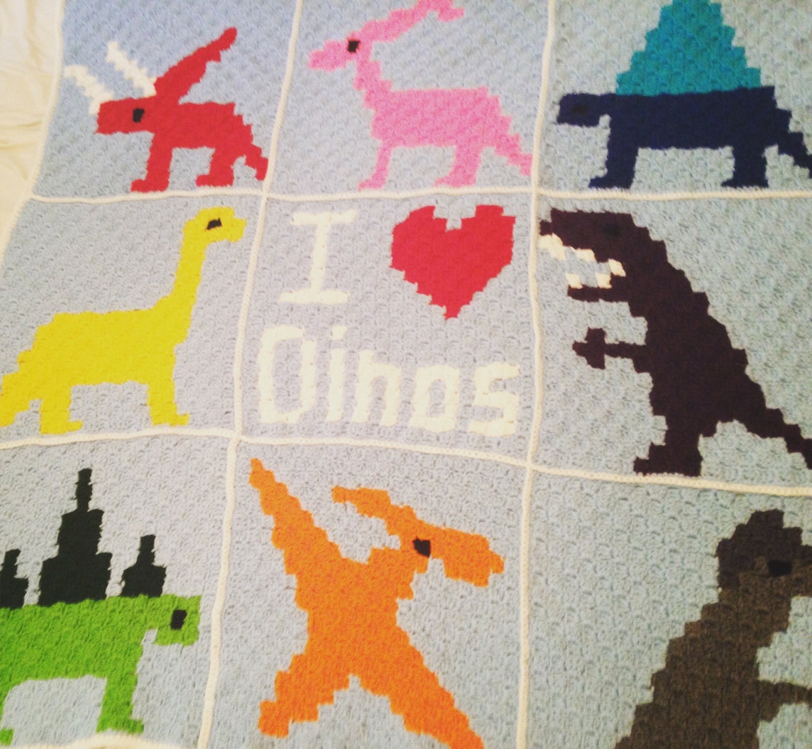 Dinosaur Blanket, Crochet Pattern, DIY Crochet, Dinosaur Pattern, PDF ...