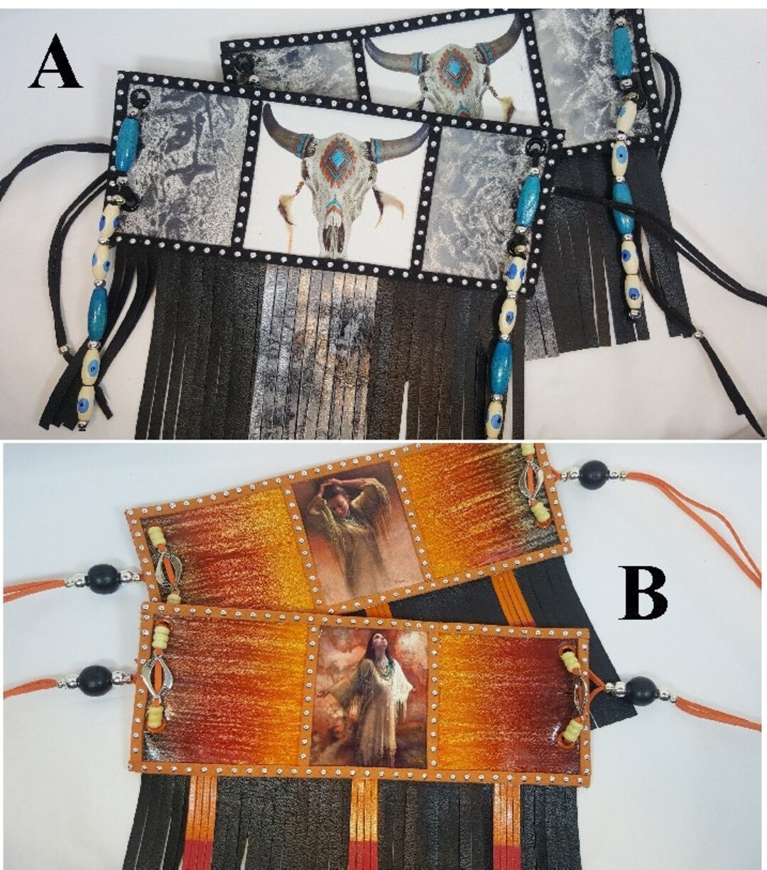 Indian Maiden, Cow Skull, Southwestern Boot Cuffs, Painted Cow Skull ...