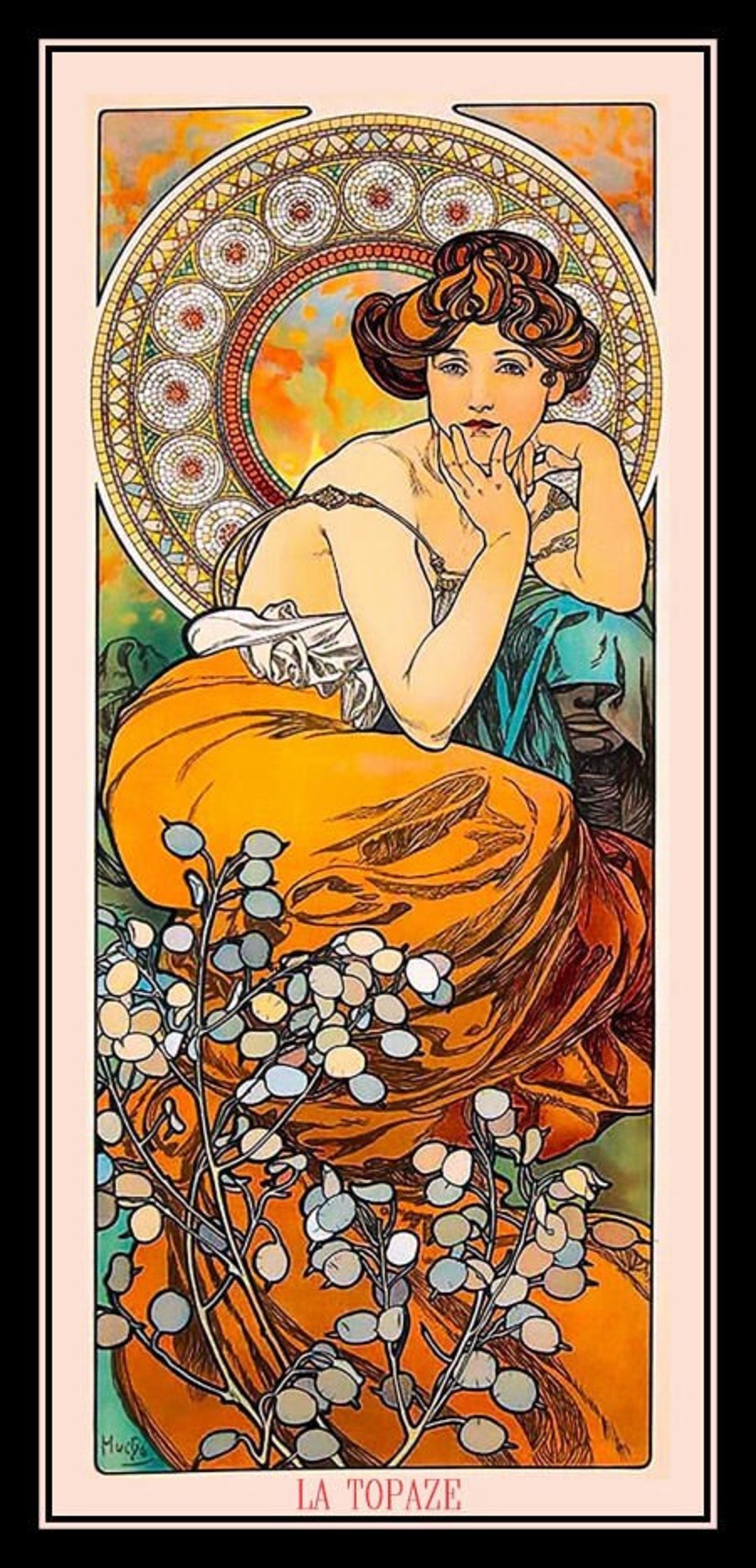 La Topaze Alphonse Mucha Art Nouveau Vintage Canvas Print Fridge Magnet ...