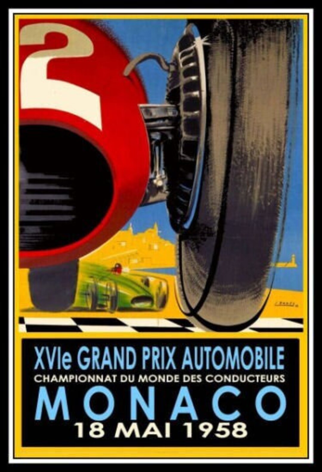 Grand Prix Monaco 1958 Racing Canvas Print Poster Fridge Magnet 6x8 ...