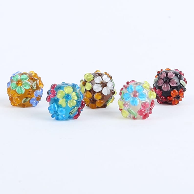 Lamp Work 16mm Glaze Bead Flower Bead Glass Beads DIY Charm - Etsy