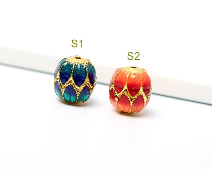 8mm Cloisonne Bead Flower Lotus Bead DIY Beads Blue Enamel - Etsy