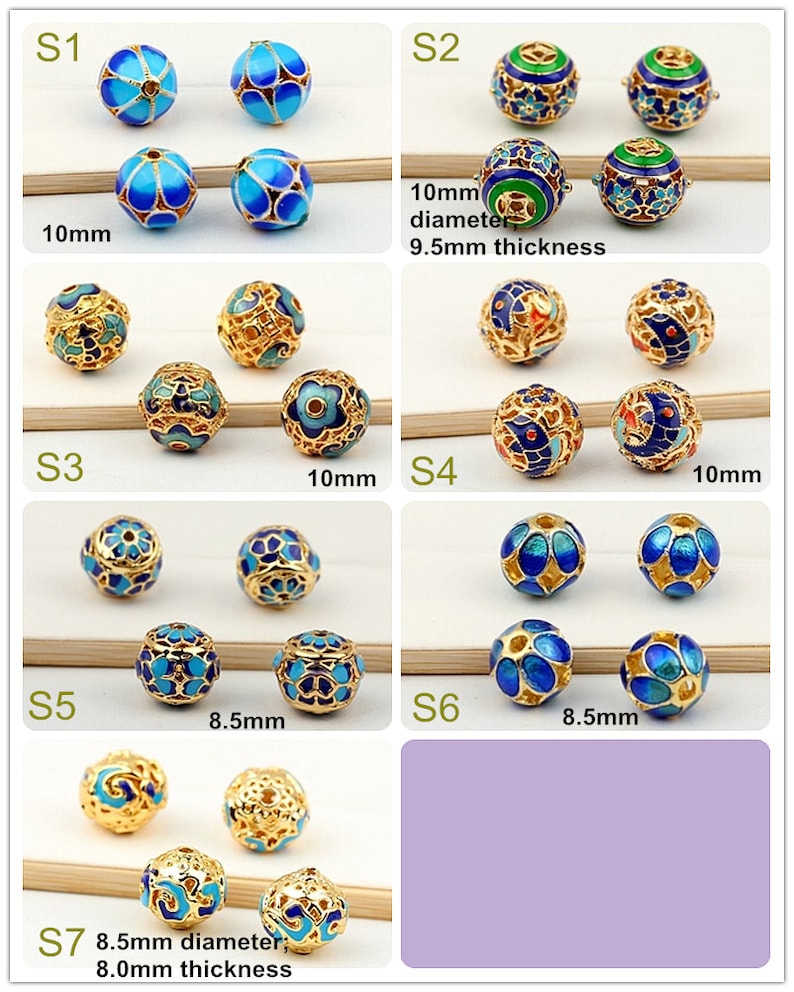 Cloisonne Bead Hollow Craved Bead DIY Beads Blue Enamel Alloy - Etsy