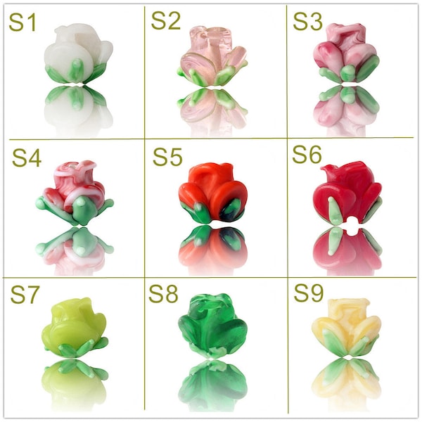Rose Lampwork Beads - Etsy