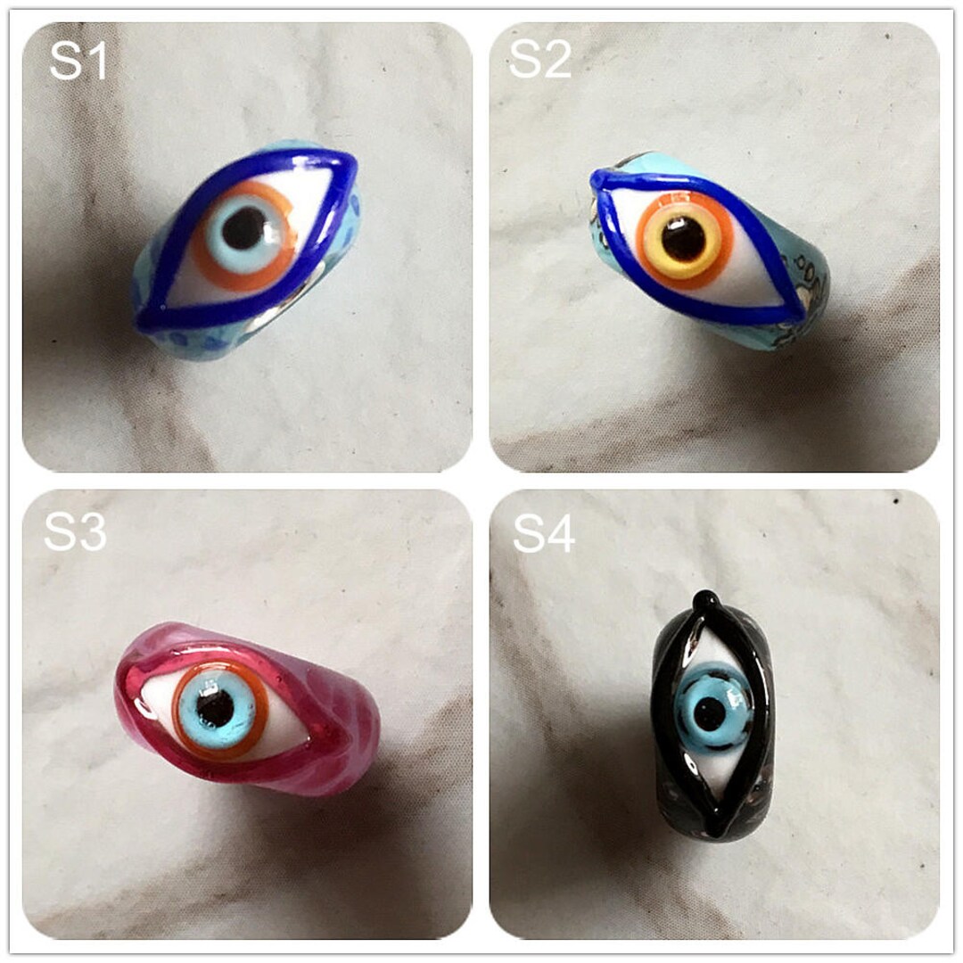 9.25 Silver Hole 4.5mm Lampwork One Eye Glass Beads Gift Bead Fit ...