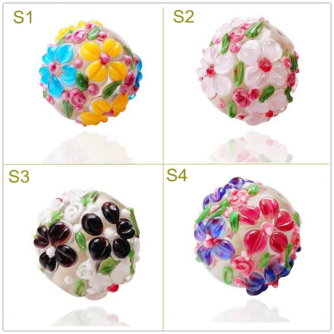 Lampwork 16mm 20mm Handmade Flower Glass Beads Handmade Bead Charm ...