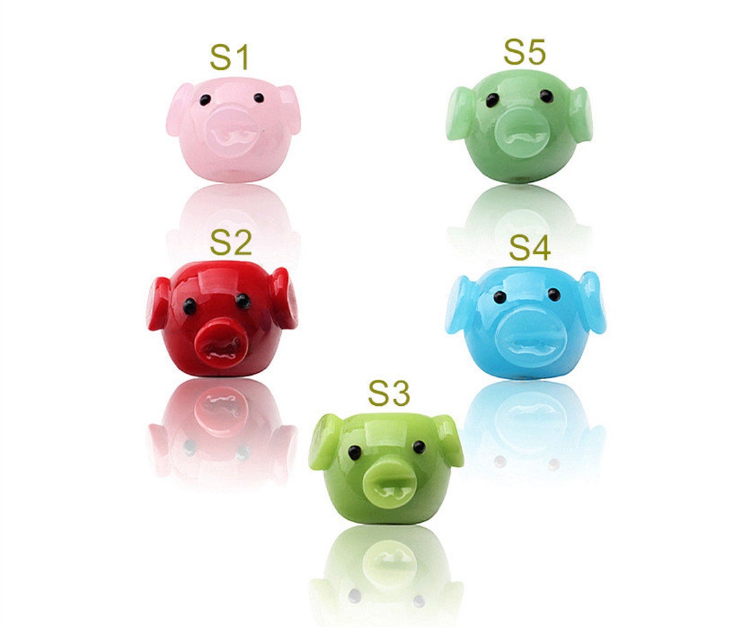 15mm Glazed Bead Pig Glass Beads Piggy Bead Charm Bracelet DIY ...
