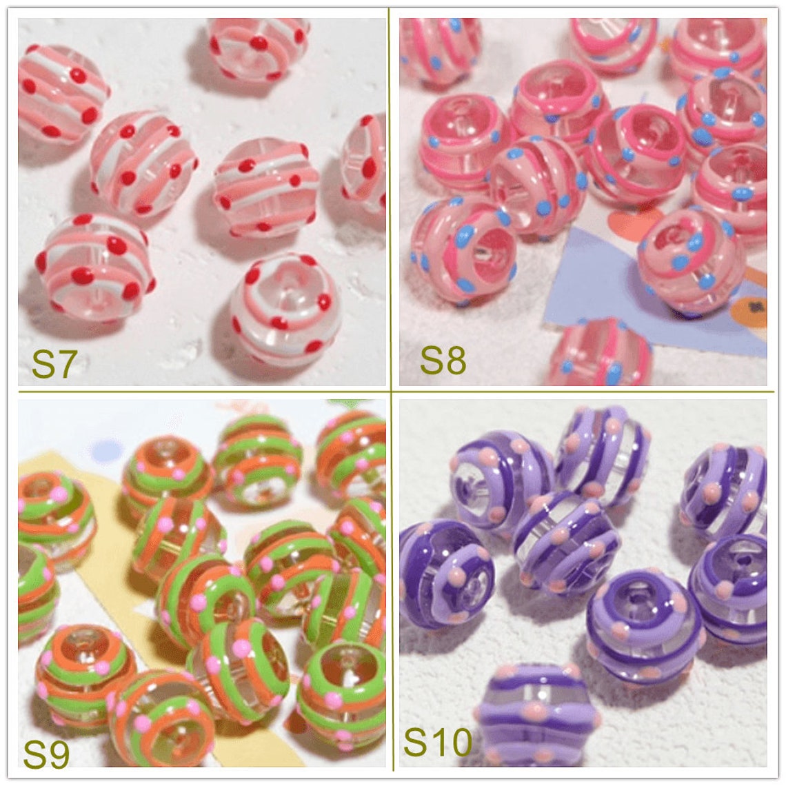 Lampwork 12mm Color Dot Glaze Bead Prayer Glass Beads Bead Charm DIY ...