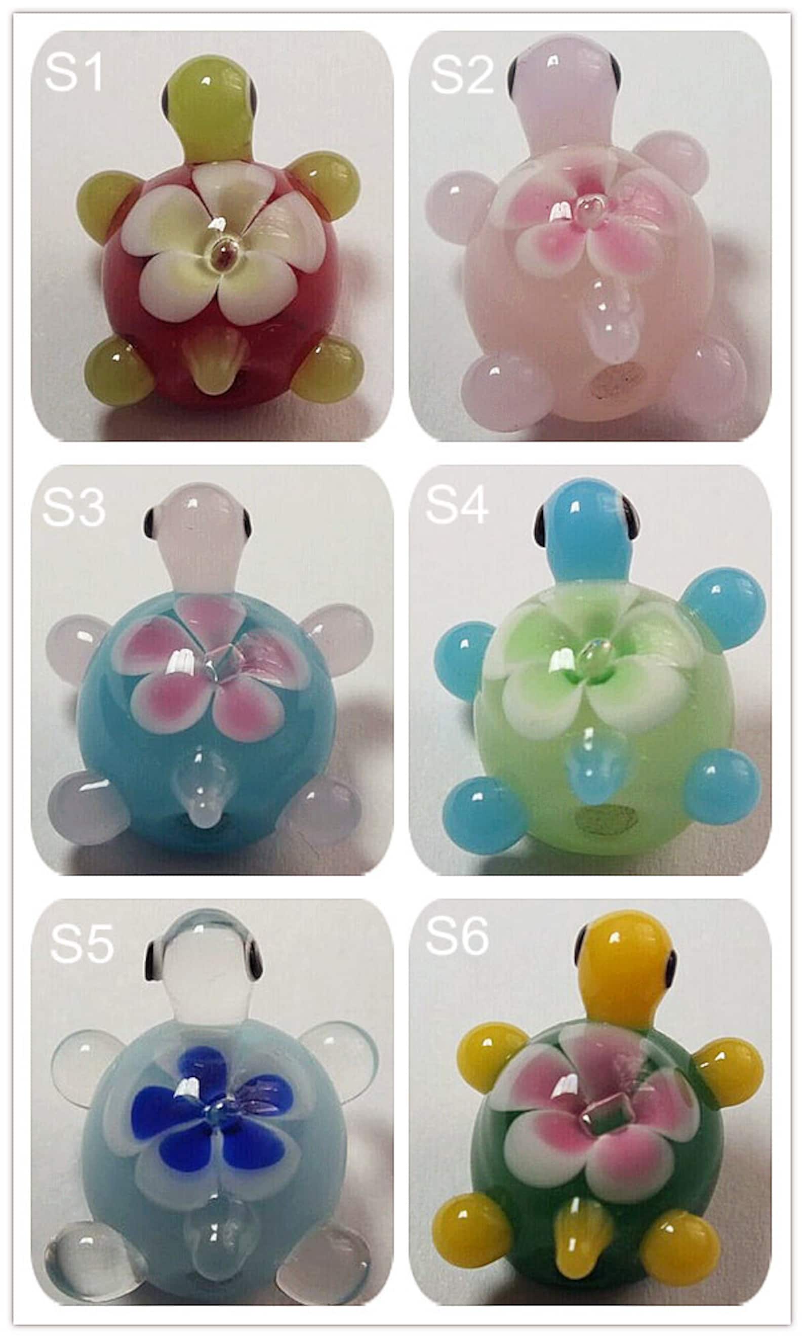 Lamp Work 14mm Turtle Glass Beads Flower Animal Lucky Bead Design Charm ...