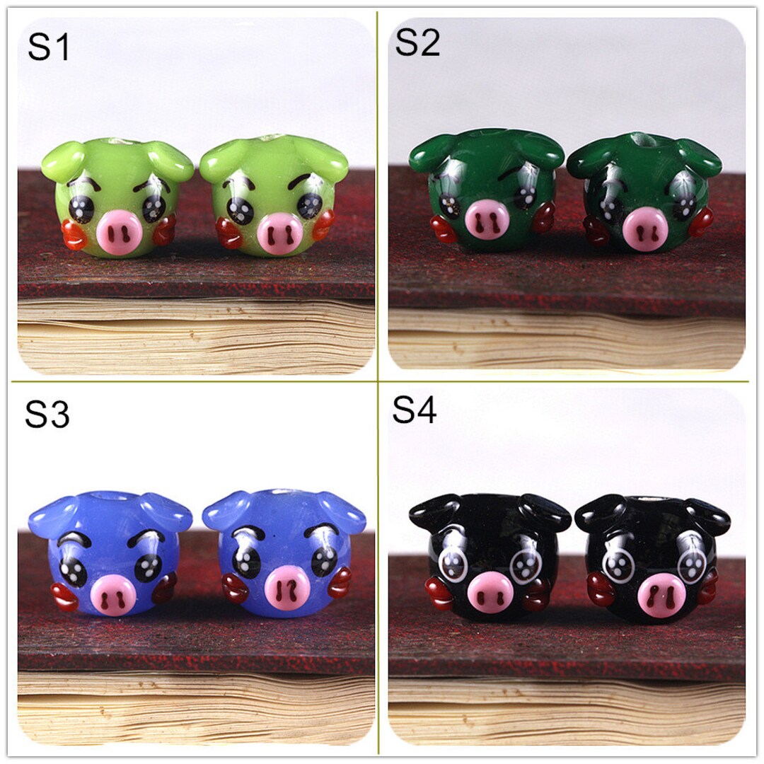 14x16mm Glazed Bead Lucky Pig Glass Beads Piggy Bead Charm Bracelet DIY ...