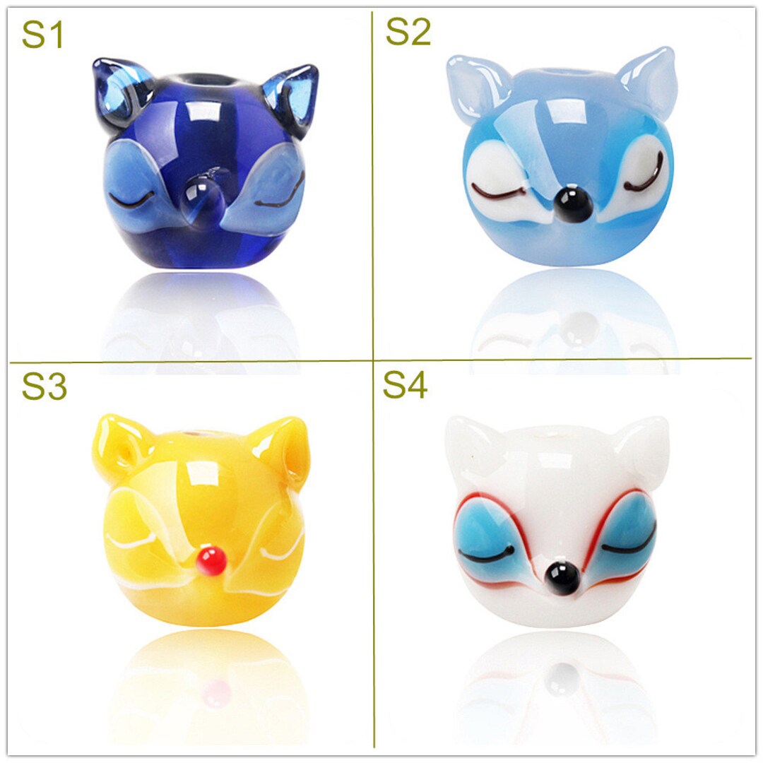 15x16mm Glazed Bead Fox Glass Beads Handmade Bead Charm Bracelet DIY ...