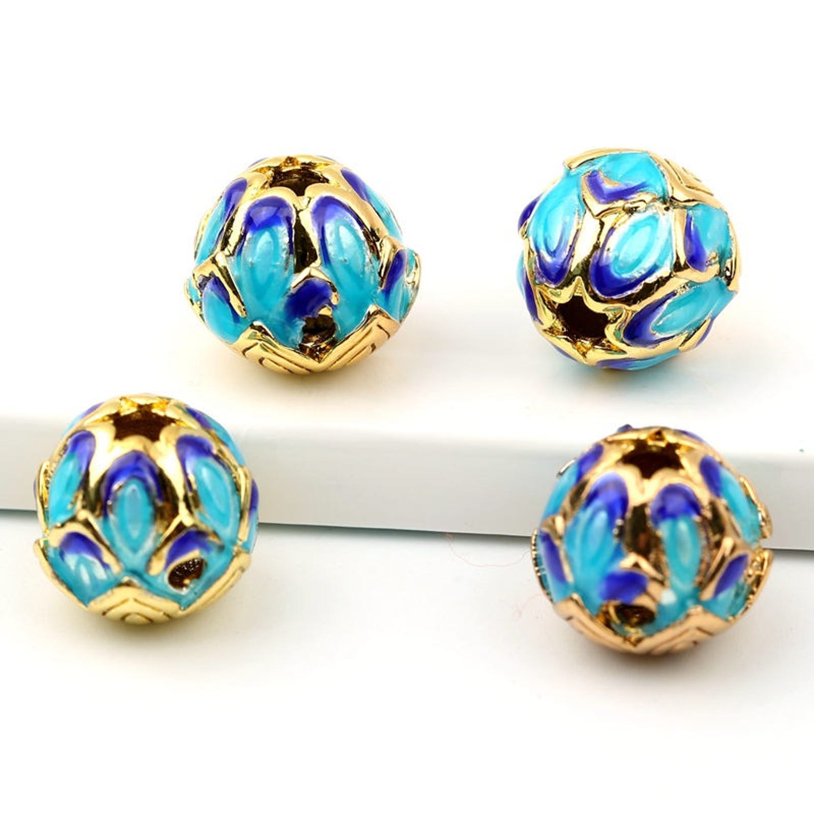 Cloisonne Bead Lotus Flower Spacer Beads Loose Bead Enamel - Etsy