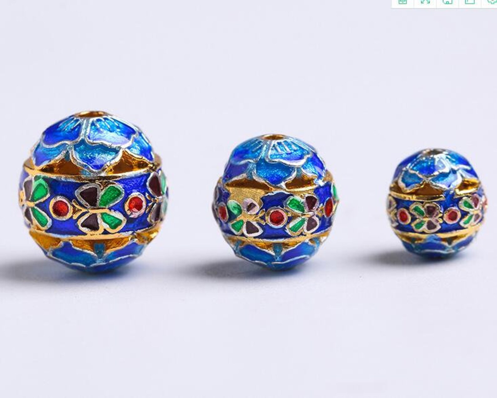 Cloisonne Bead Flower Carved Beads Enamel Vintage Gold Plating - Etsy