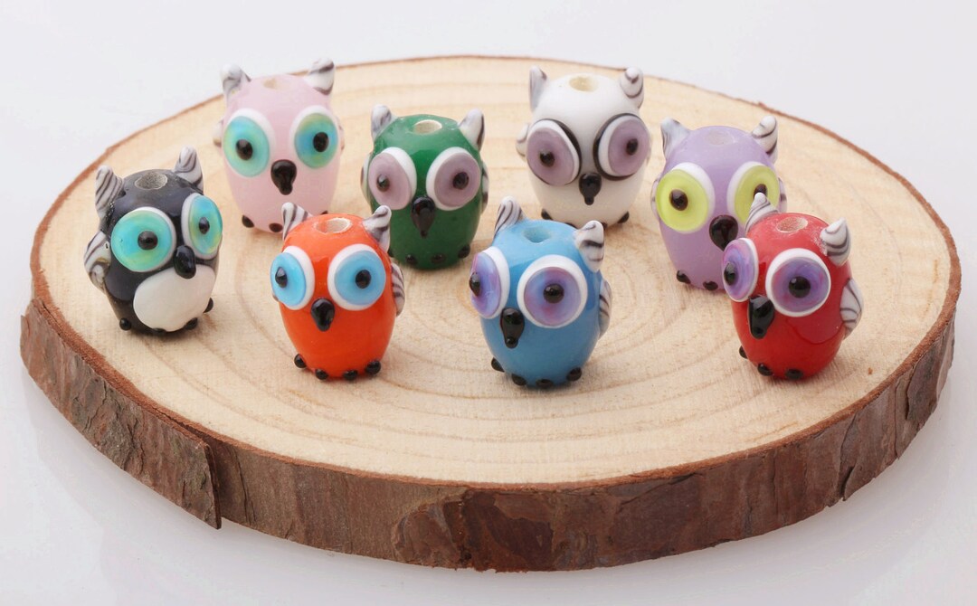 Glazed Bead 12x16mm Owl Glass Beads Colorful Bead Charm Bracelet DIY ...