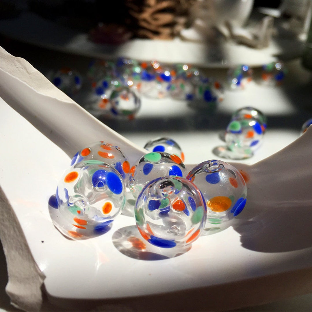 14mm Glaze Bead Lampwork Candy Dots Transparent Hollow Glass Bead Glass ...