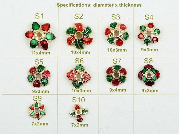 Cloisonne Bead Receptacle Bead DIY Beads Green Red Enamel | Etsy