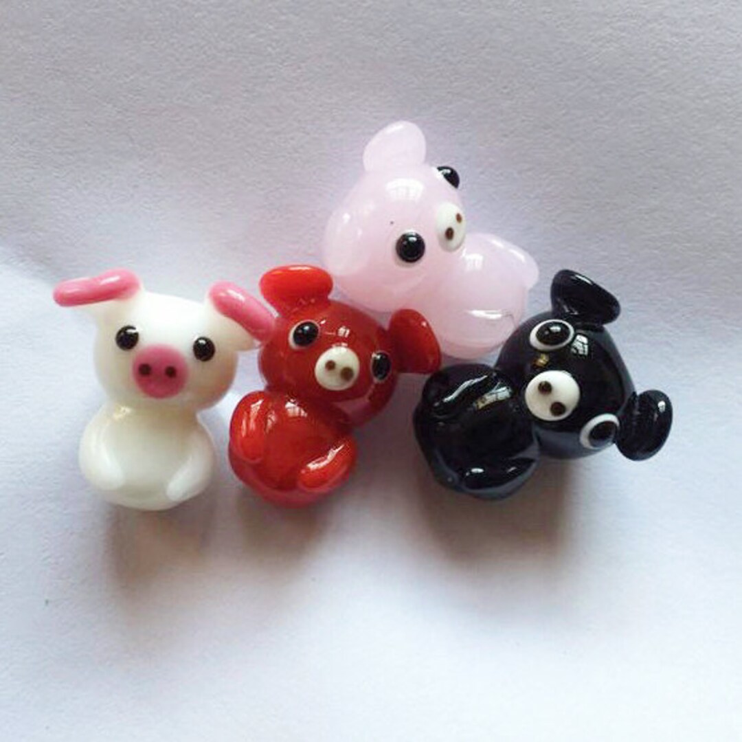 16x22mm Glazed Bead Hug Pig Glass Beads Piggy Bead Charm Bracelet DIY ...