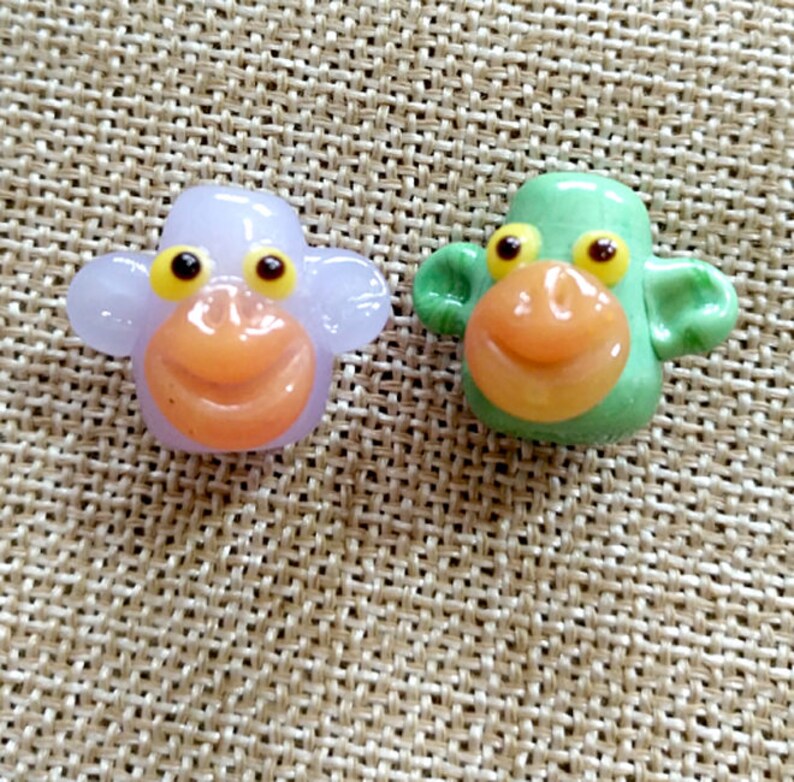 Glazed Bead Smiling Big Ear Monkey Glass Beads Animal Bead - Etsy