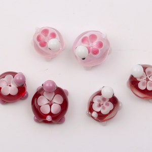 13mm 16mm Lampwork Turtle Glaze Bead Glass Beads Colorful Flower Lucky ...