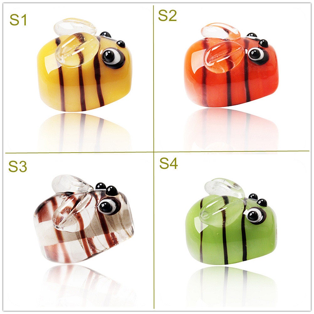 13x18mm Glazed Bead Bee Glass Beads Handmade Bead Charm | Etsy