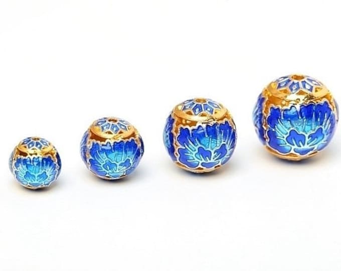 8mm Cloisonne Bead Flower Lotus Bead DIY Beads Blue Enamel - Etsy