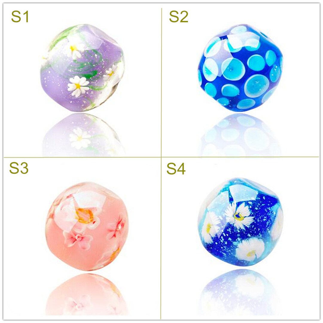 Lampwork 16mm 20mm Petal Flower Dot Glaze Bead Glass Bead Charm ...