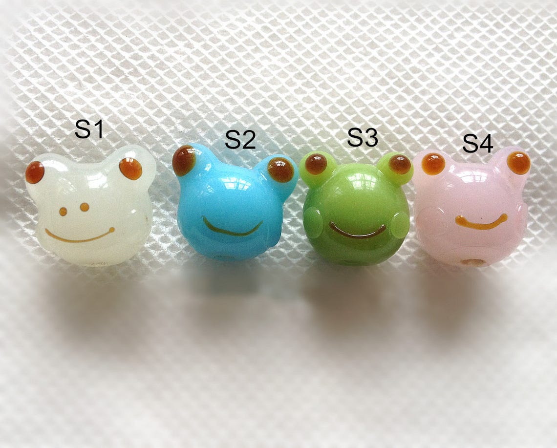 14mm Glazed Bead Smile Frog Glass Beads Handmade Bead Colorful - Etsy
