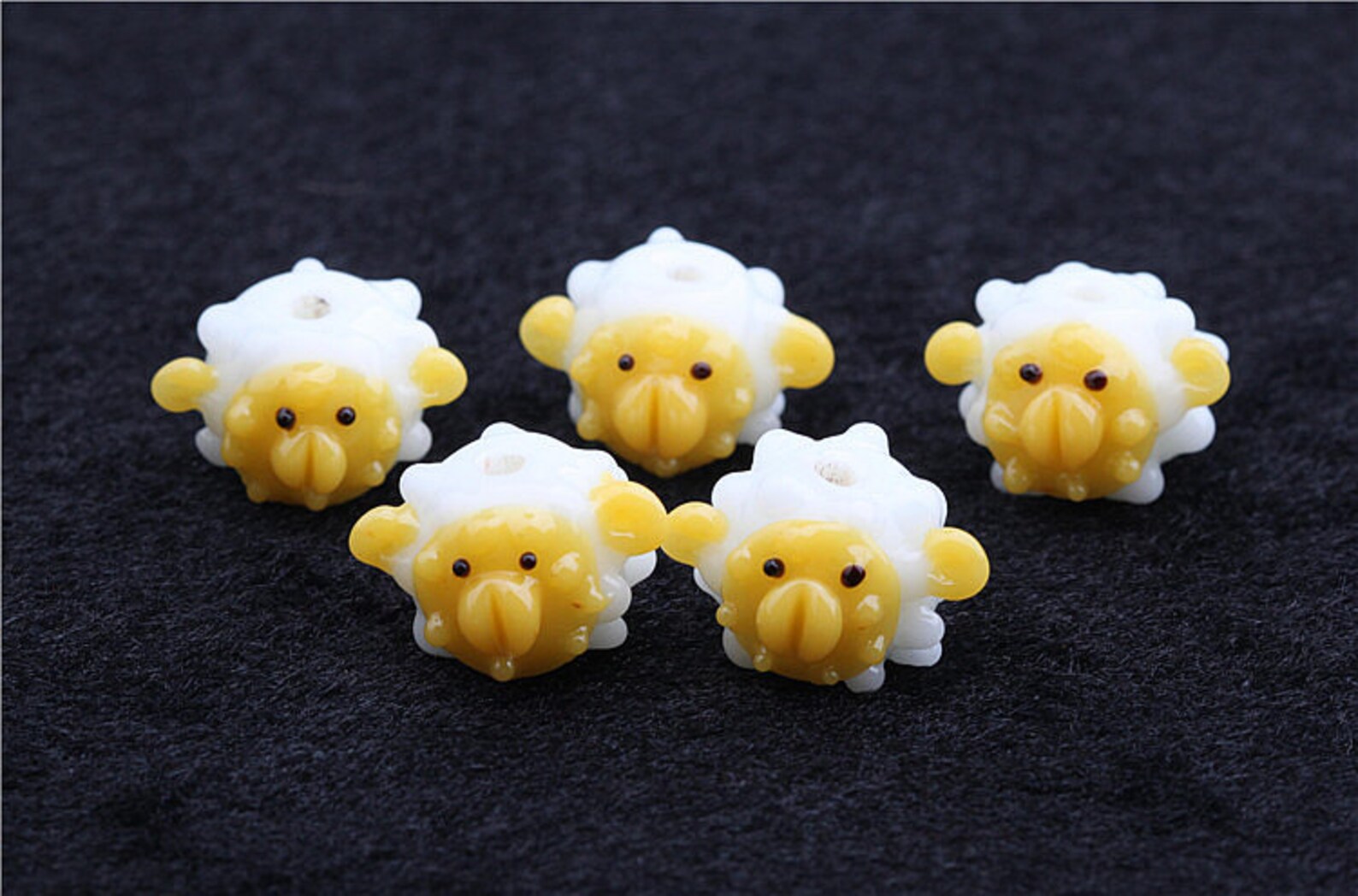 Glazed Bead 10x11mm Sheep Glass Beads Handmade Bead Colorful Bead Charm ...