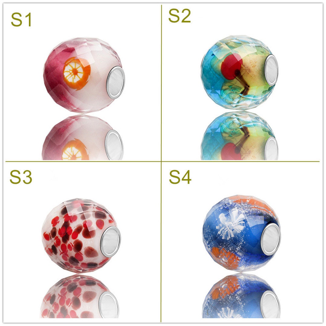 9.25 Silver Lampwork Cherry Dot Art Glass Beads Gift Bead Fit European ...