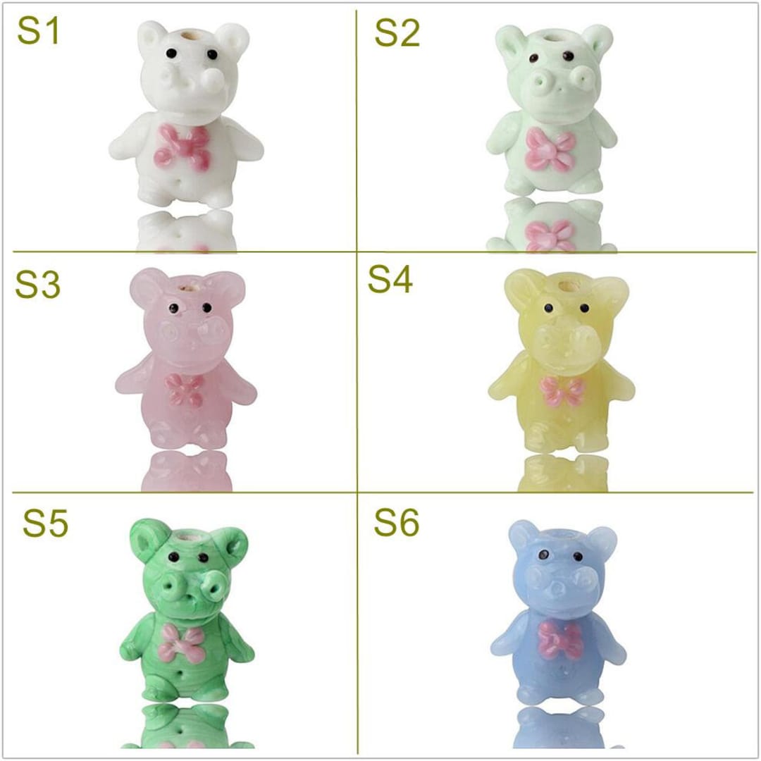 13x22mm Glazed Bead Hippo Glass Beads Handmade Bead Glaze Bead Charm ...