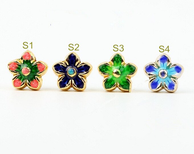 8mm Cloisonne Bead Flower Lotus Bead DIY Beads Blue Enamel - Etsy