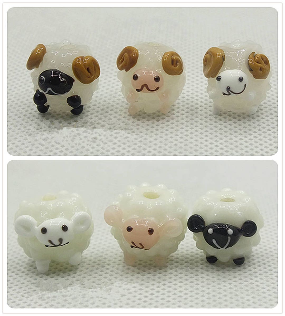 Glazed Bead 12x14mm Sheep Glass Beads Ram Lamp Bead Animal Bead Charm ...