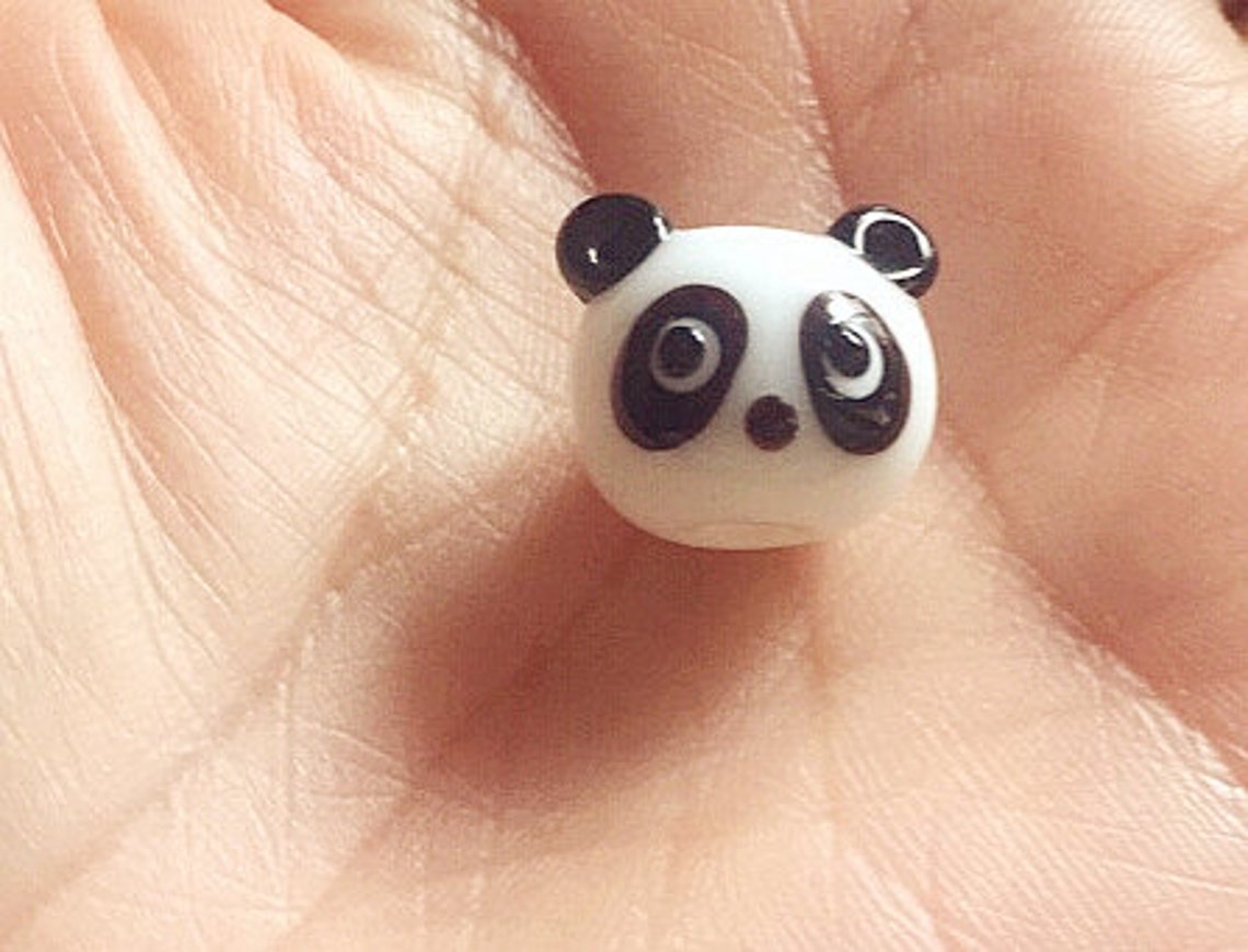 Glazed Bead Panda Glass Beads Black White Gongfu Panda Bead | Etsy