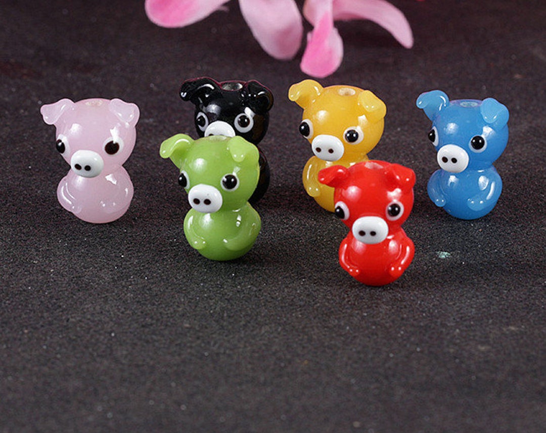 16x22mm Glazed Bead Hug Pig Glass Beads Piggy Bead Charm Bracelet DIY ...