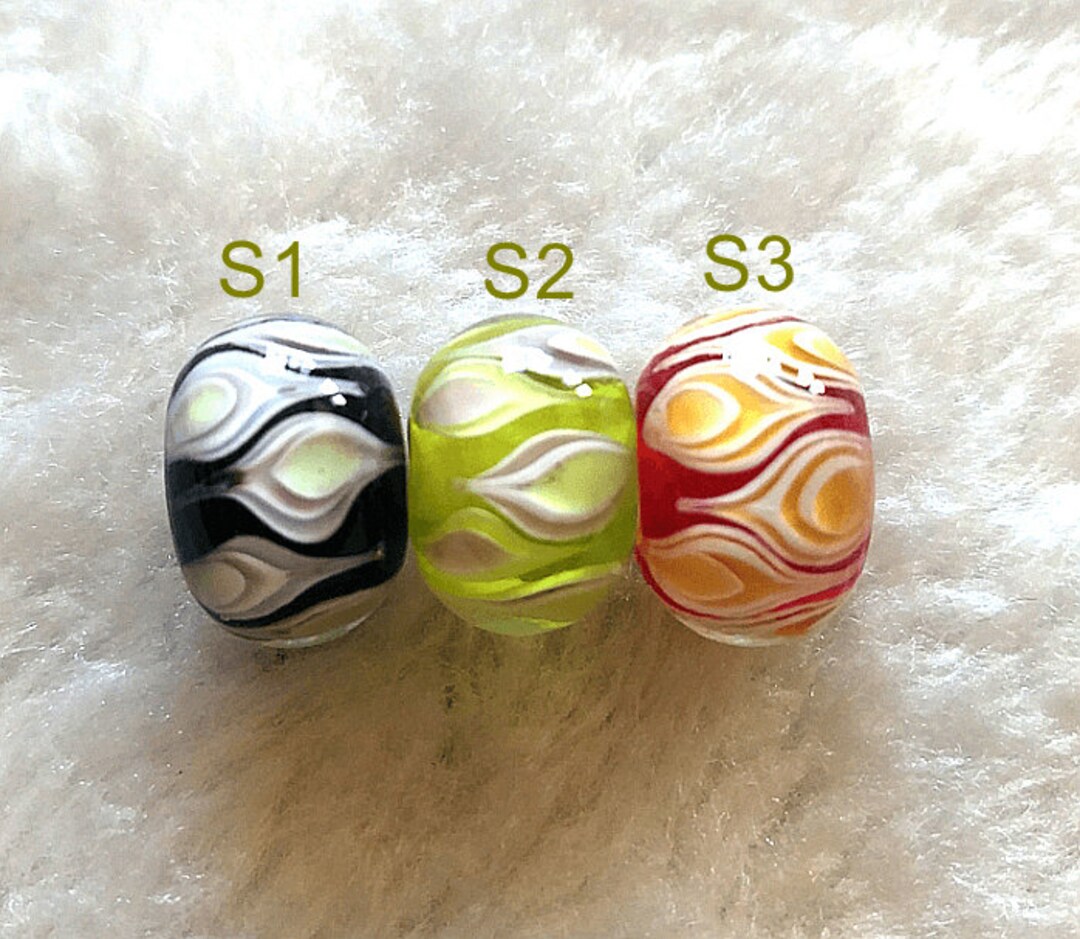 Lamp Work 10x15mm Fire Flat Bead Glass Beads Lotus Bead Design Charm ...